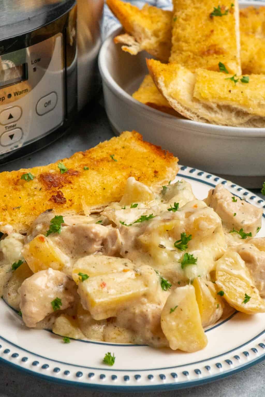 Crock Pot Garlic Parmesan Chicken and Potatoes - Slow Cooker Meals